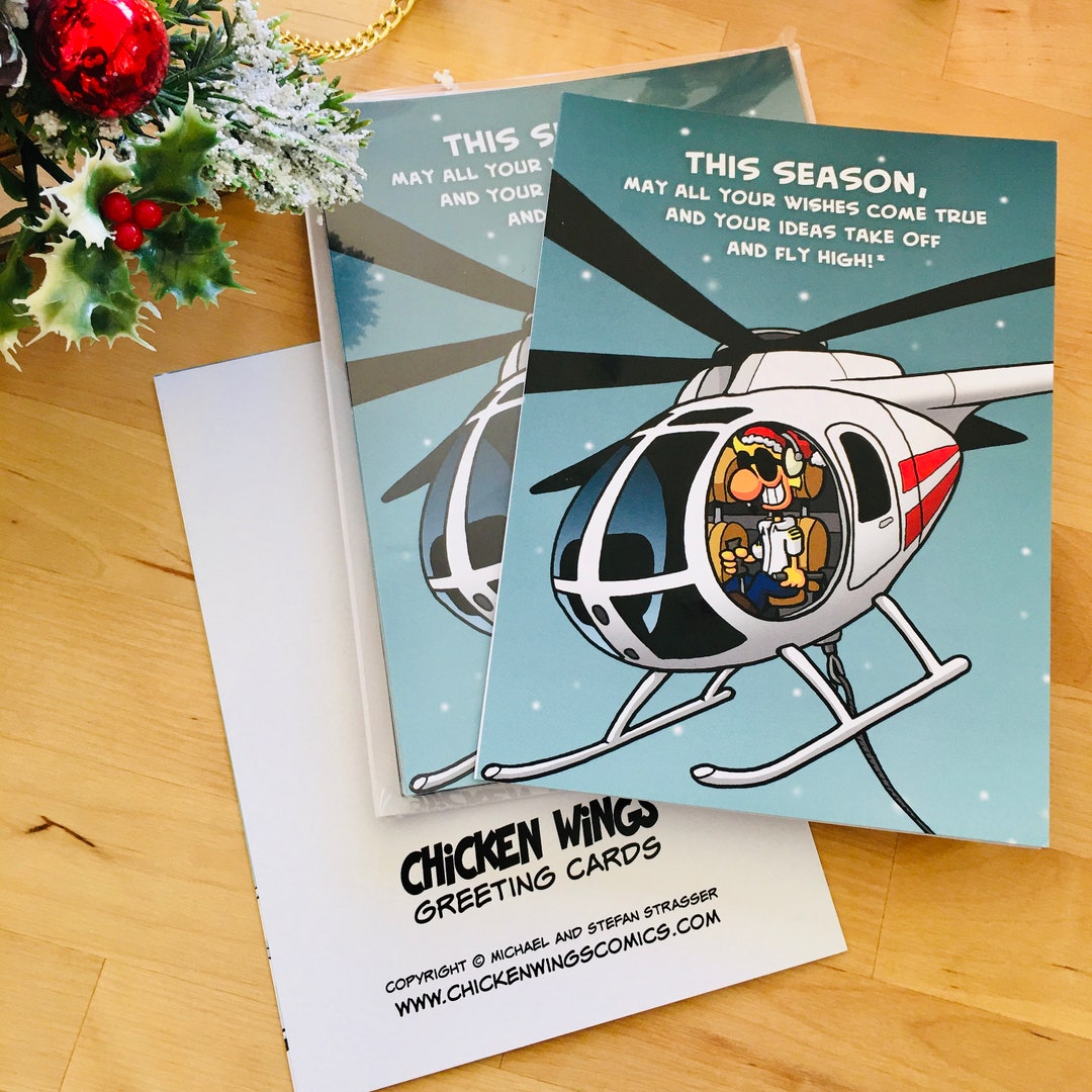 Funny Helicopter Christmas Card 10 Pack With Envelopes - Etsy