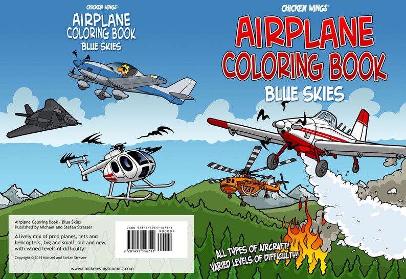 Kids Airplane Coloring Book "blue Skies" by Chicken Wings Comics - Etsy