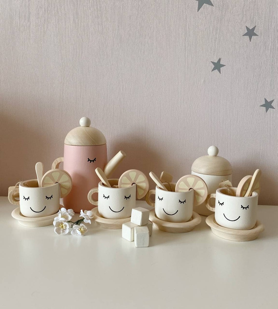 Wooden Tea Set Wooden Play Kitchen Kids Wooden Tea Set | Etsy