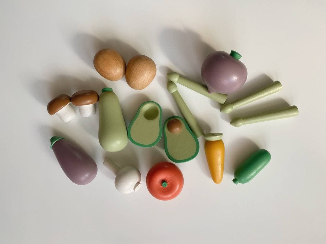 Wooden Vegetables Play Food Set Vegetable Mix Assorted | Etsy