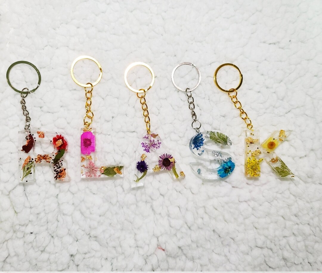 Floral Letter Keychains - Etsy