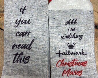 Christmas Movie Socks If You Can Read This Christmas Socks Watching ...