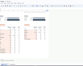 Budget Planner for Google Sheets, Monthly Budget Spreadsheet, Paycheck ...