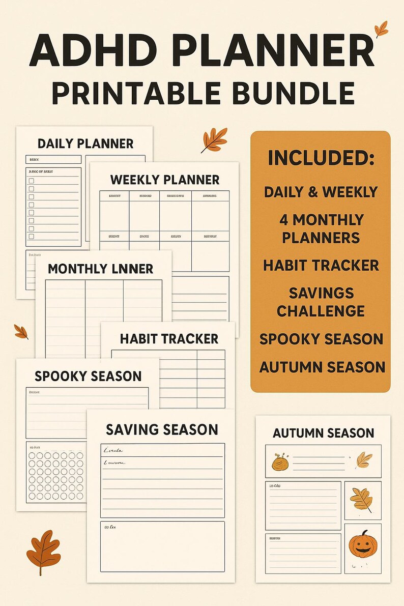 ADHD Planner Printable Bundle | Daily, Weekly, Monthly (PDF) - Etsy Canada