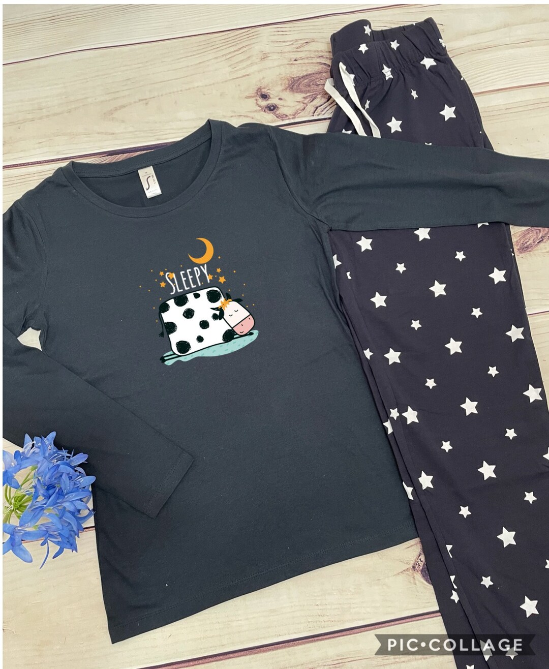 Sleepy Cow Pyjamas Customised Personalise With Any - Etsy UK