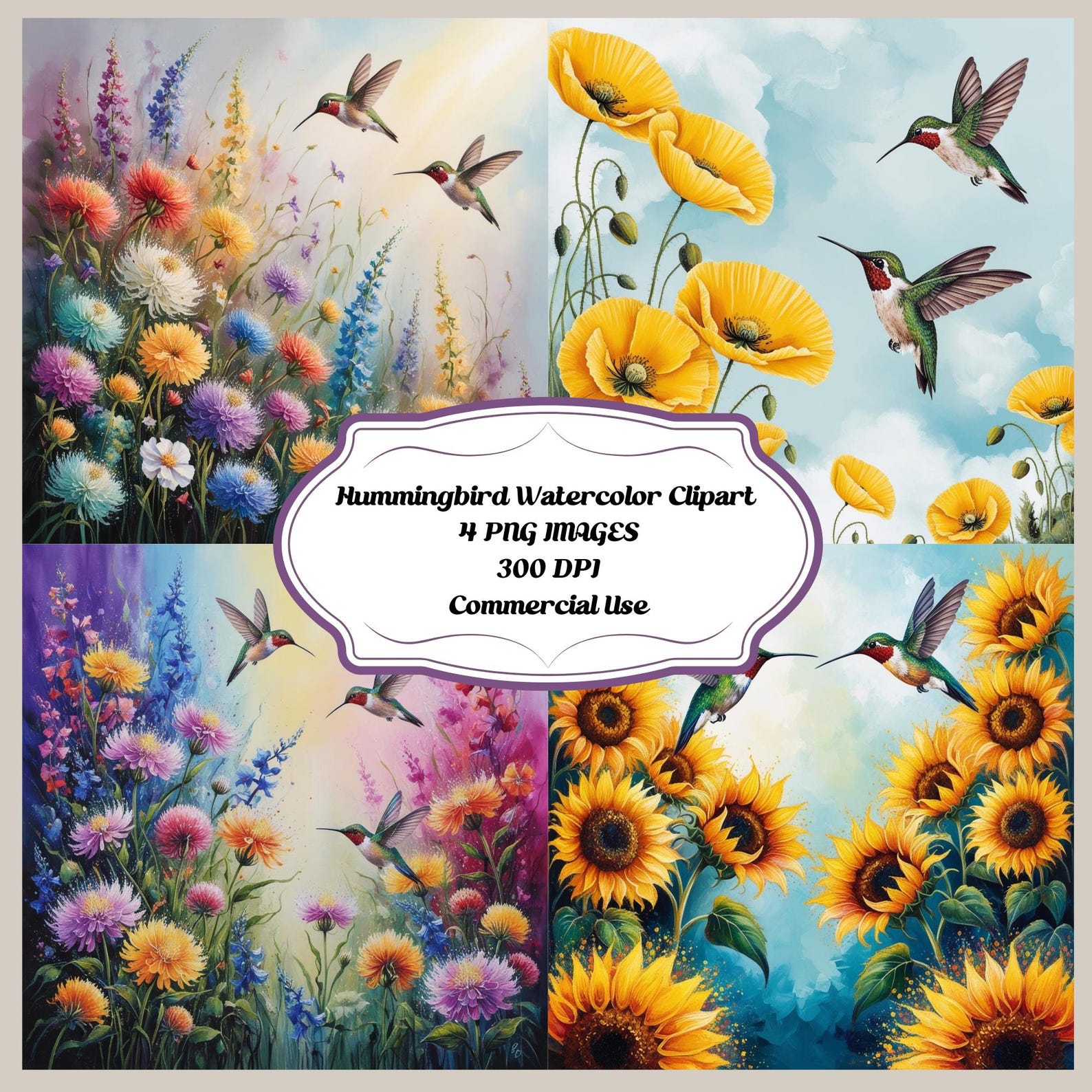 4 Hummingbird and Flower PNG Bundle, Hummingbird With Flowers PNG ...