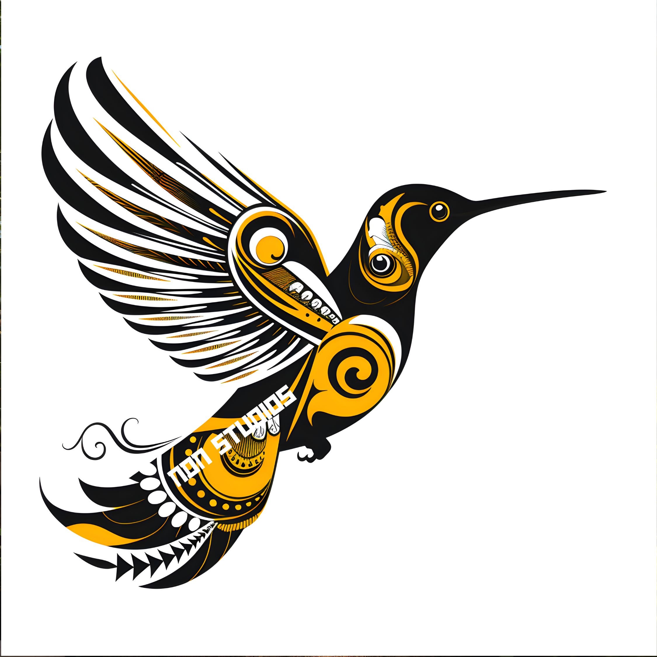 Yellow Black Indigenous Hummingbird Beautiful Yellow Native American ...