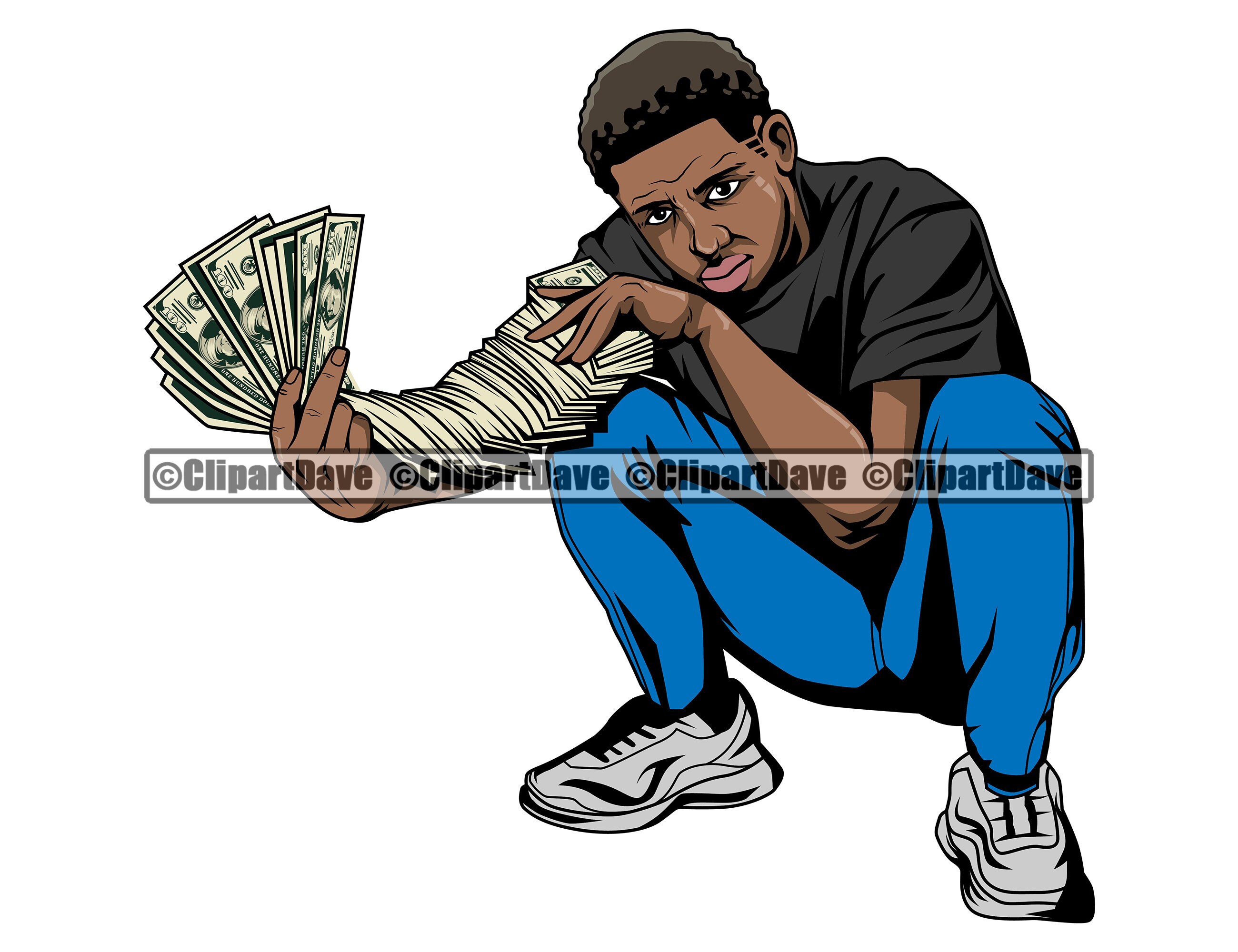 Man 100 Dollar Bill Money Fan On Arm SVG Design Thug Gangster | Etsy