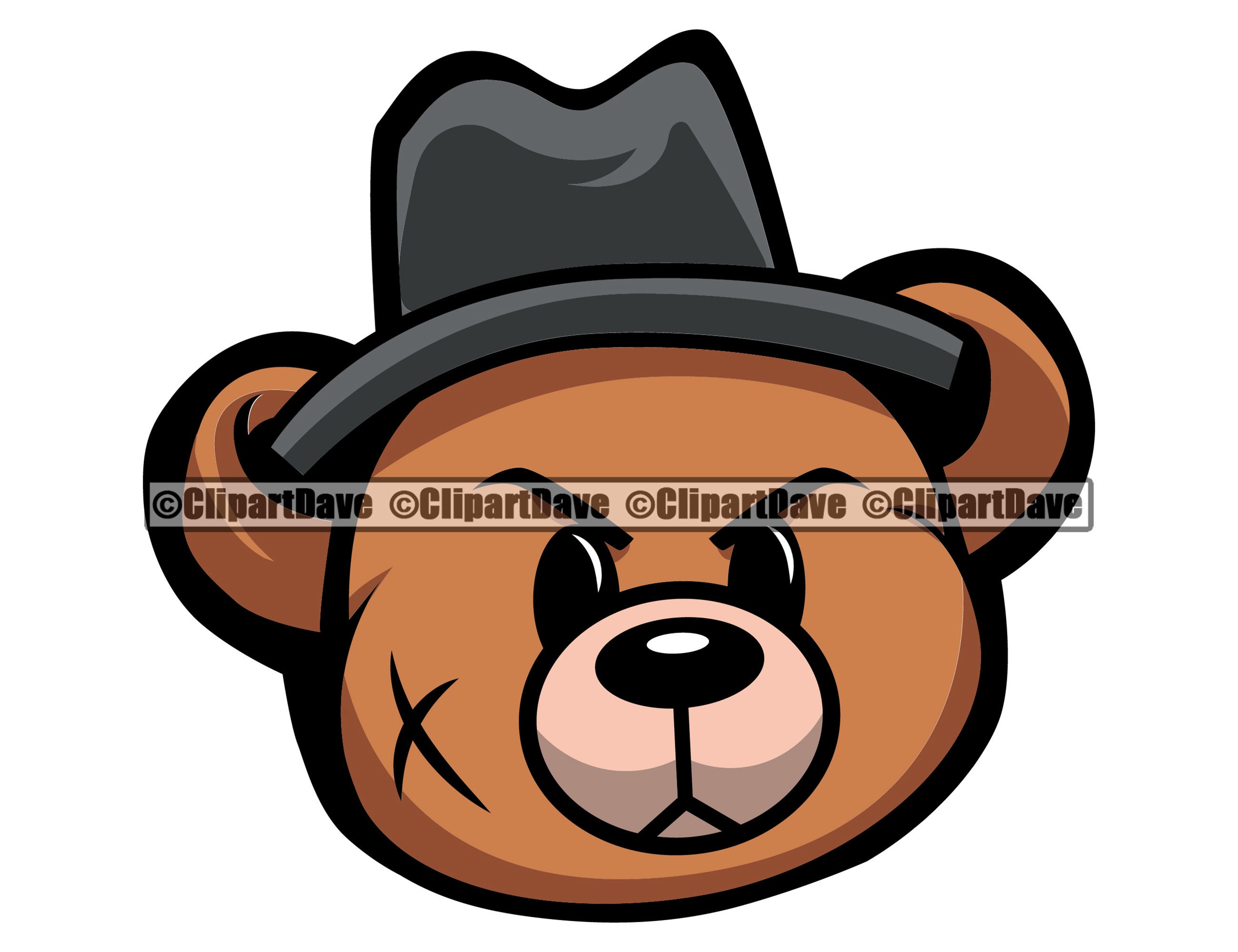Gangster Teddy Bear Mafia Fedora Hat Cap SVG Design Gangsta | Etsy