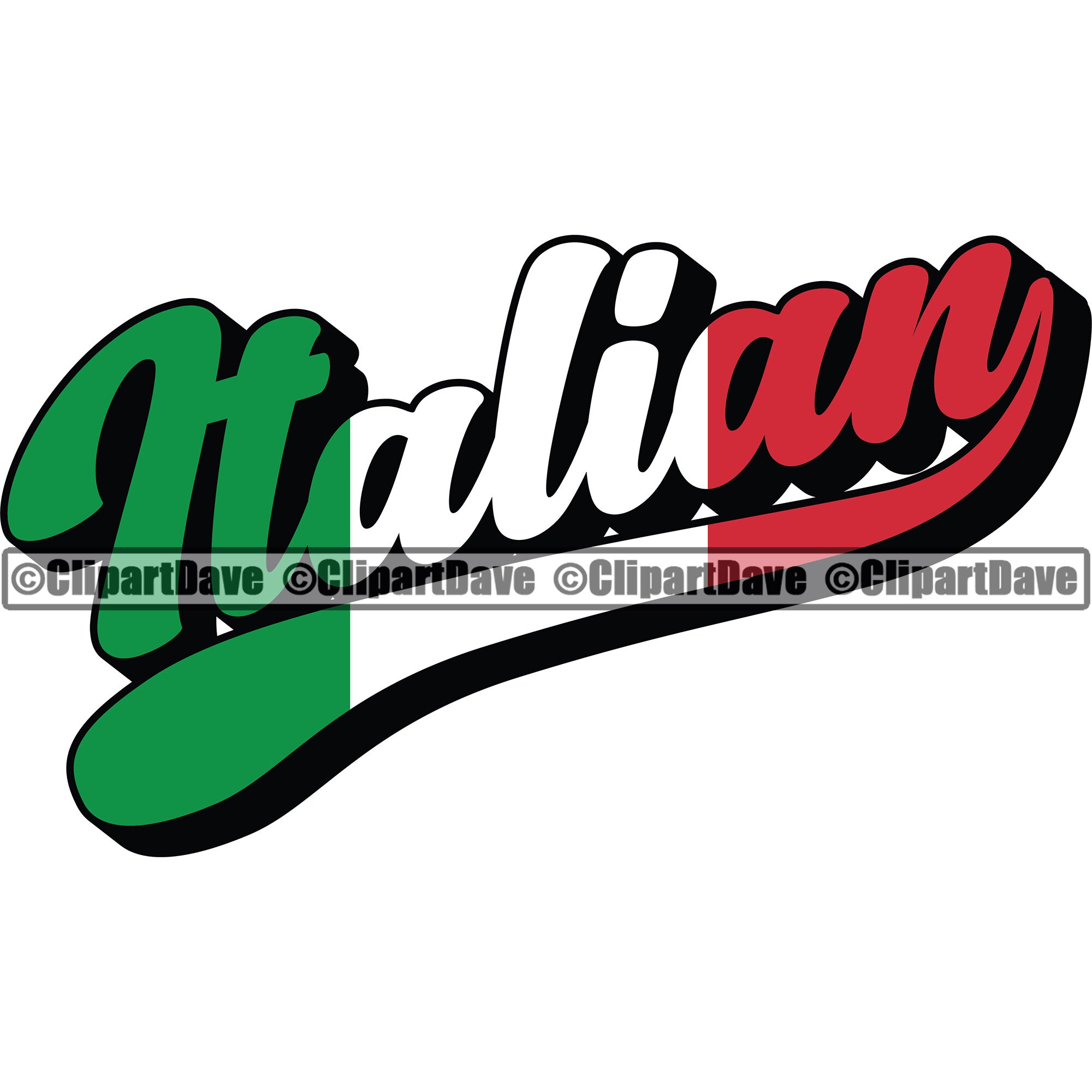 Italy Italian Flag Cursive Text Sign Design Concept Logo | Etsy
