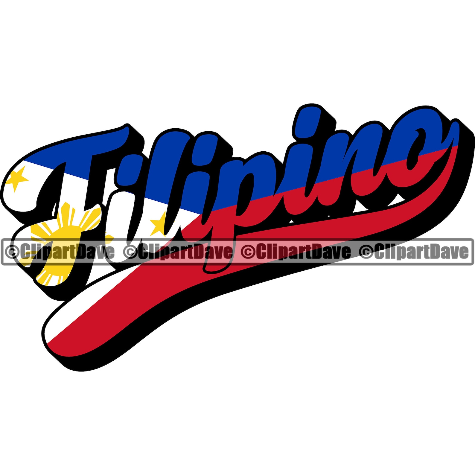 Philippines Filipino Flag Cursive Text Sign Design Logo | Etsy