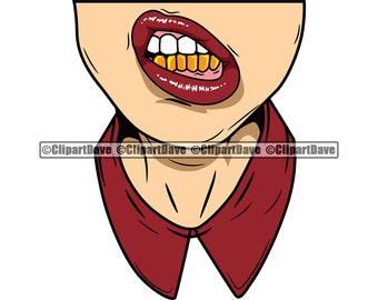 Drawing & Illustration Digital Female Gold Teeth Grill SVG Design ...
