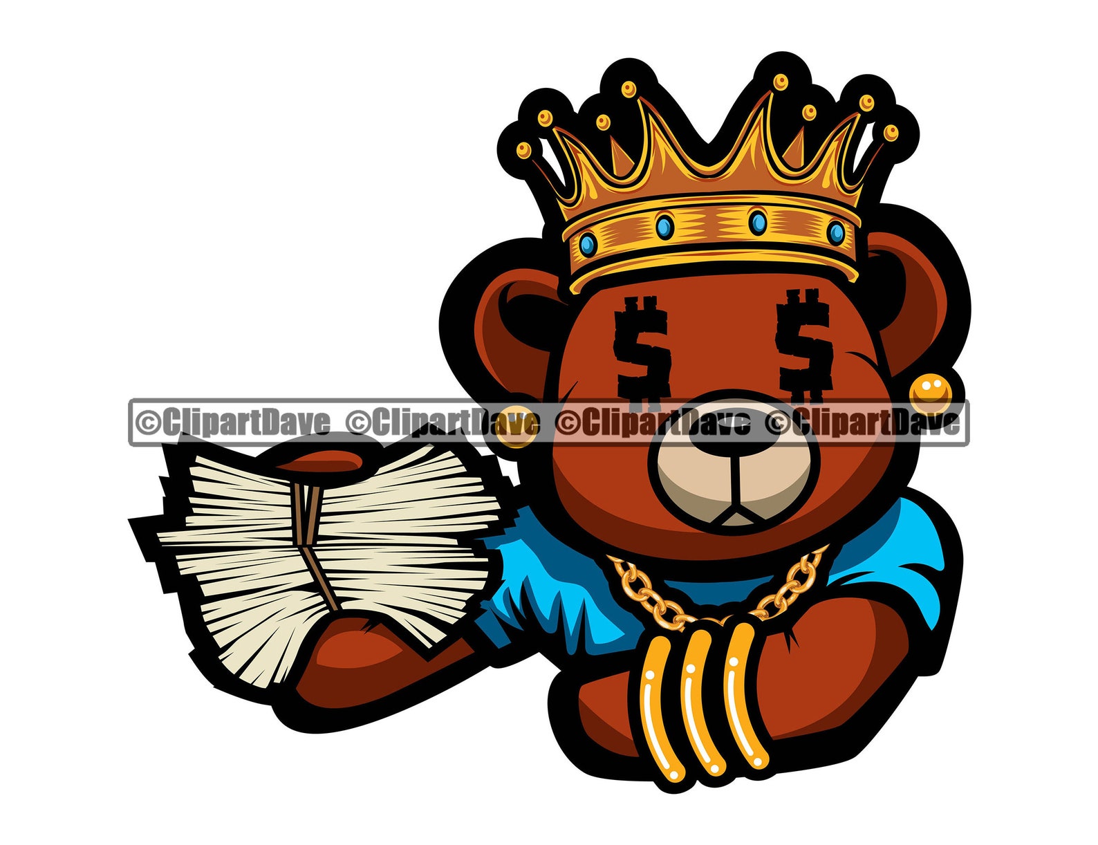 Gangster Teddy Bear King Money Stack SVG Design Dollar Sign | Etsy