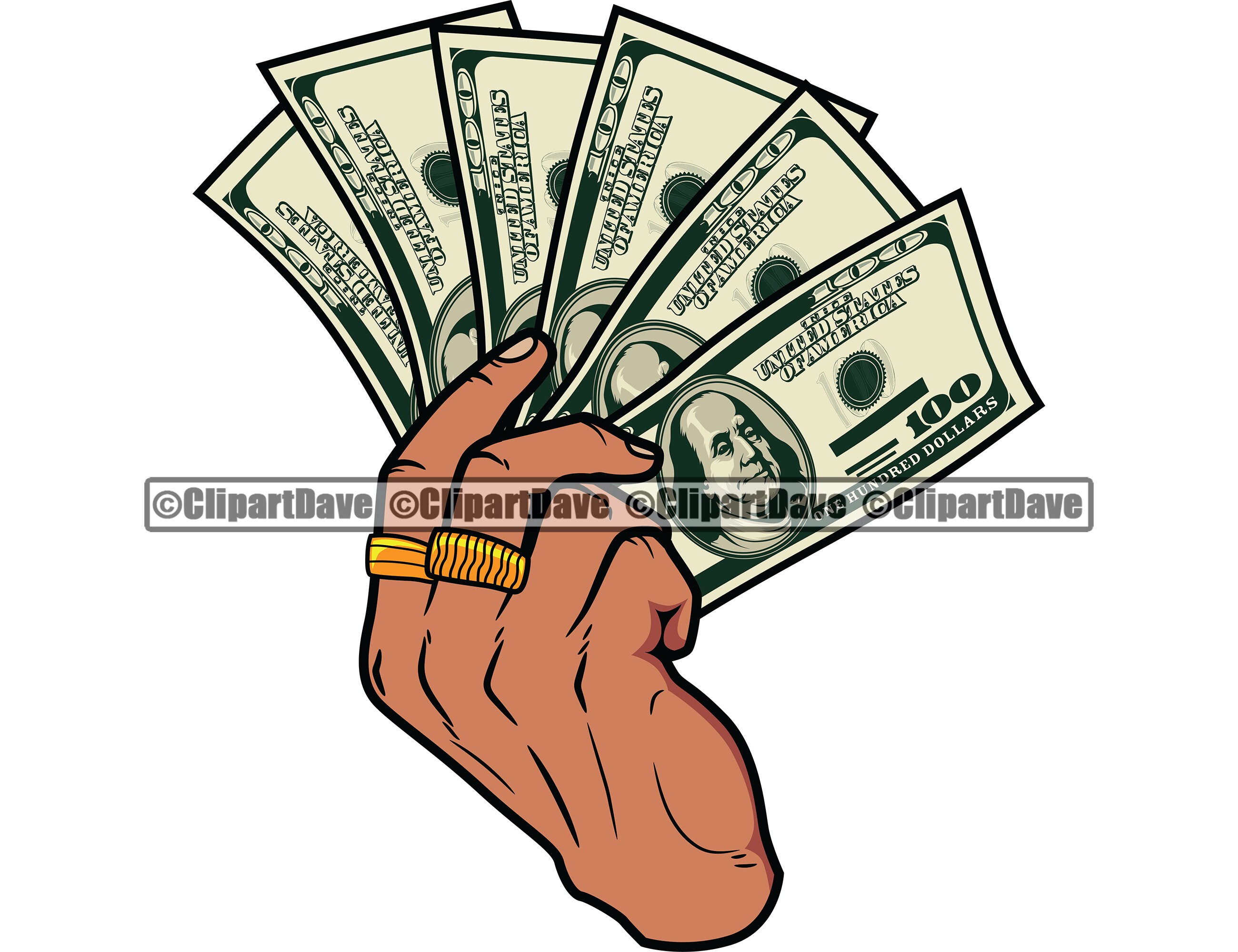 Male Hand Holding Money Fan SVG Design Cash Spread Rich | Etsy