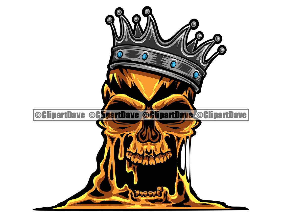 Skull King Crown Dripping SVG Design Logo Skeleton Drip Badass | Etsy