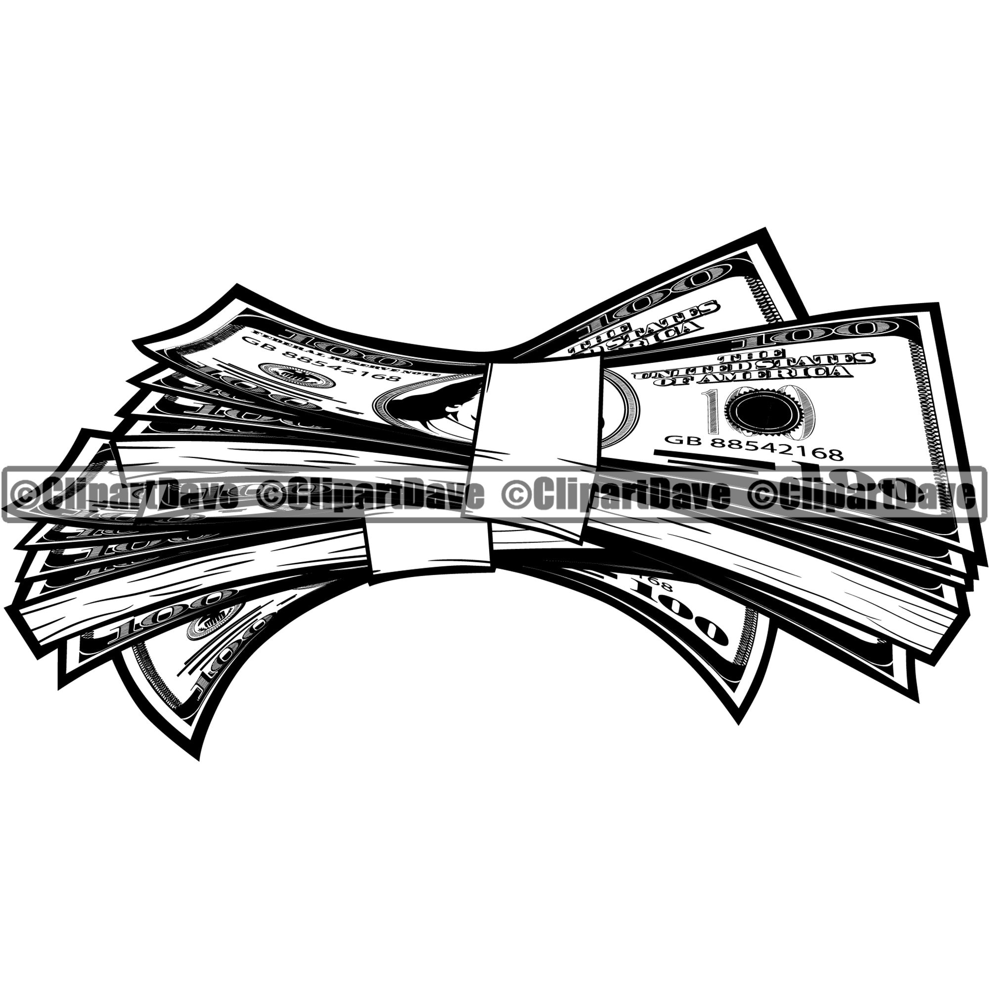 Money Stack Svg Design 100 Dollar Bill Cash Pile Currency Band Etsy