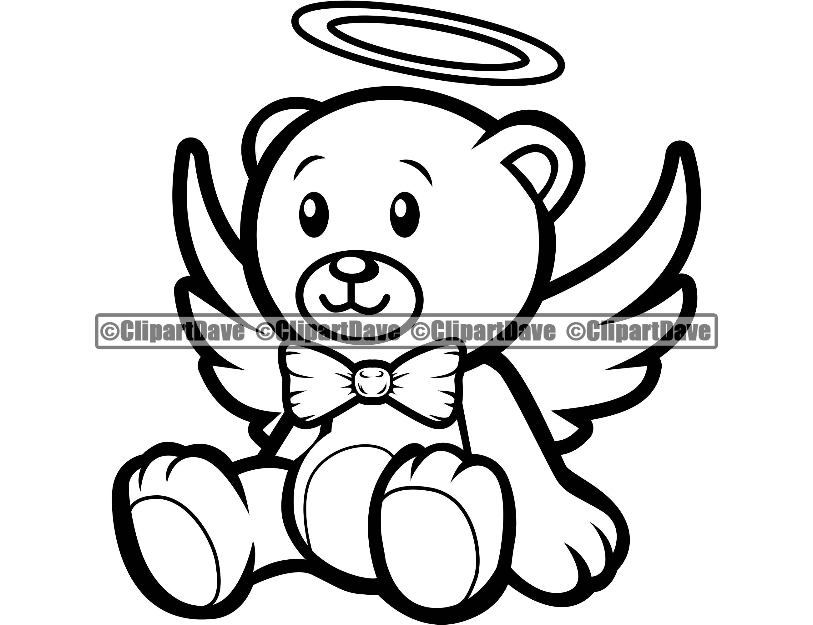Teddy Bear Angel Halo Wings SVG Design Religion Religious Good | Etsy