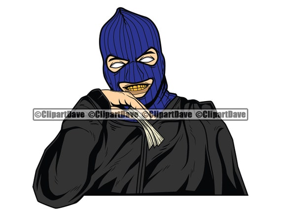 Gangster Ski Mask Gold Teeth Holding Money Bags SVG Design Thug ...