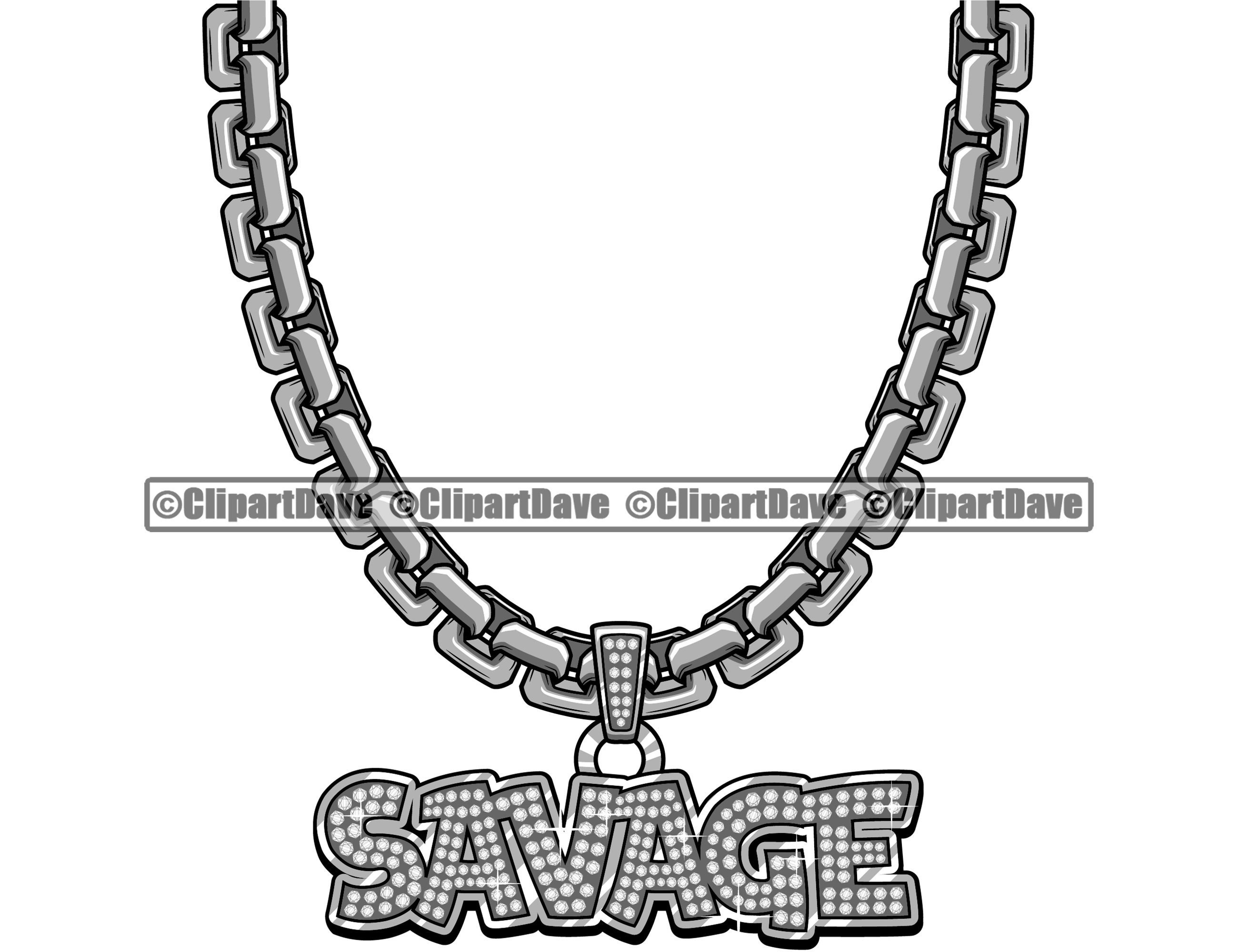 Silver Chain Link Necklace Savage Charm SVG Design Expensive | Etsy