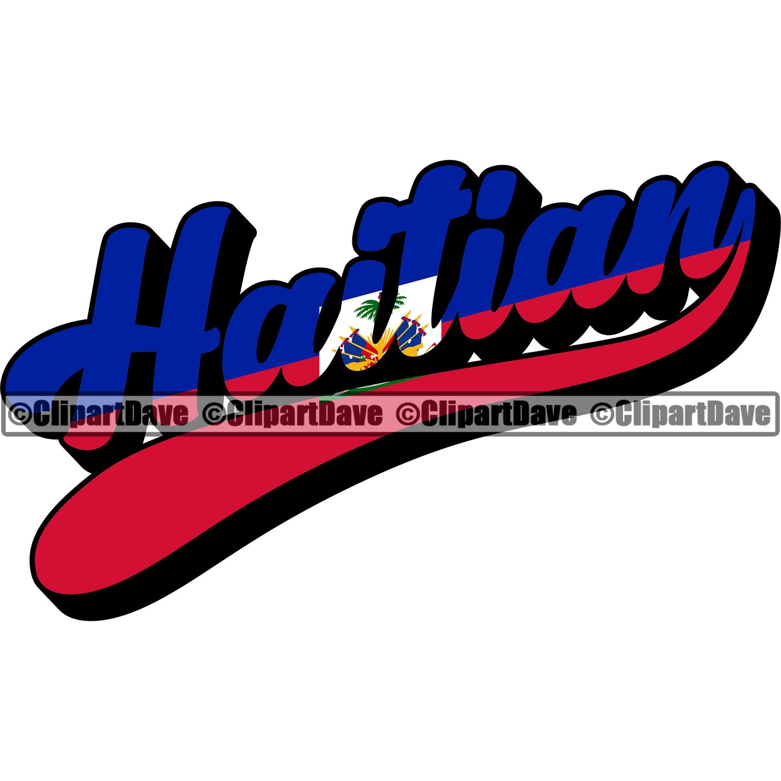 Haiti Haitian Flag Cursive Text Sign Design Concept Logo | Etsy