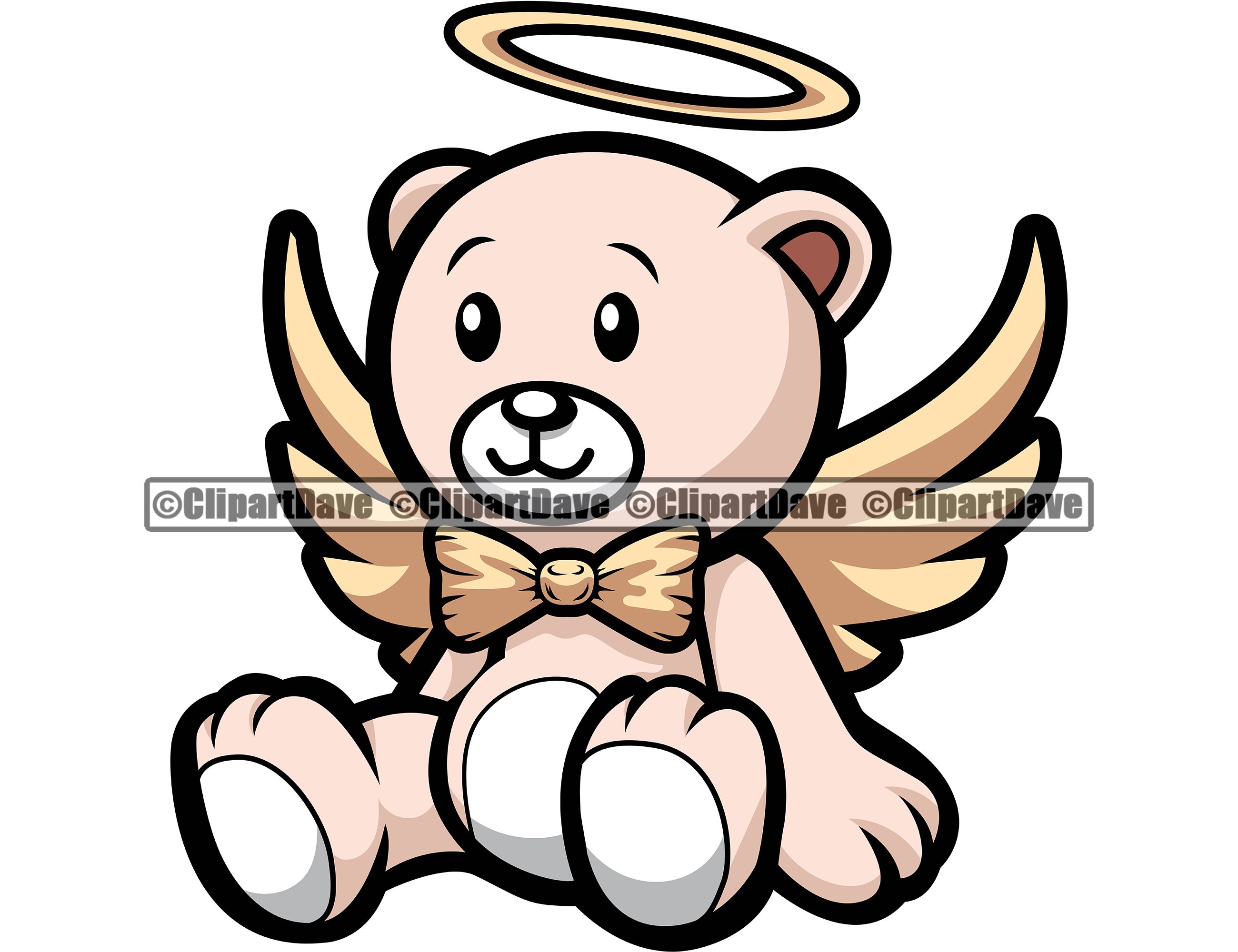 Teddy Bear Angel Halo Wings SVG Design Religion Religious Good | Etsy