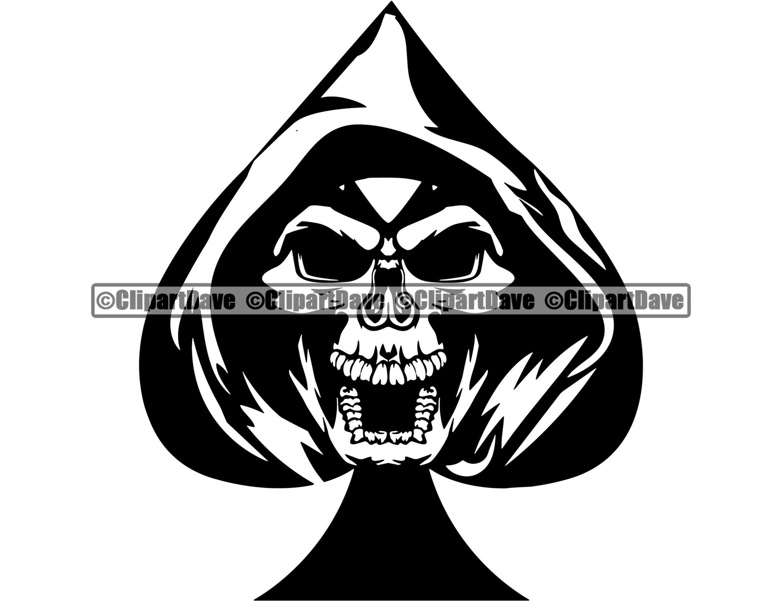 Ace of Spades Grim Reaper Skull Skeleton SVG Design Logo | Etsy