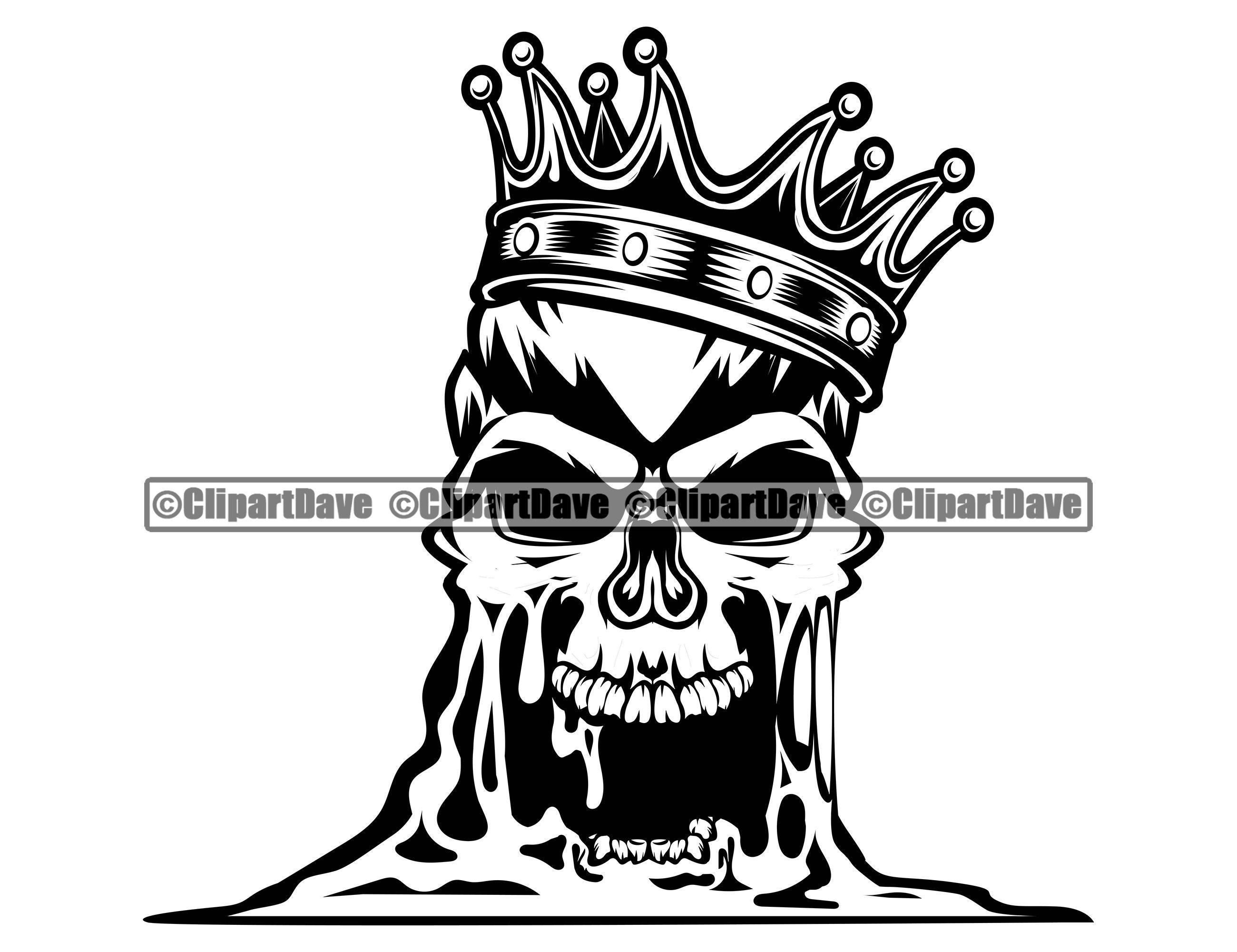 Skull King Crown Dripping SVG Design Logo Skeleton Drip Badass | Etsy