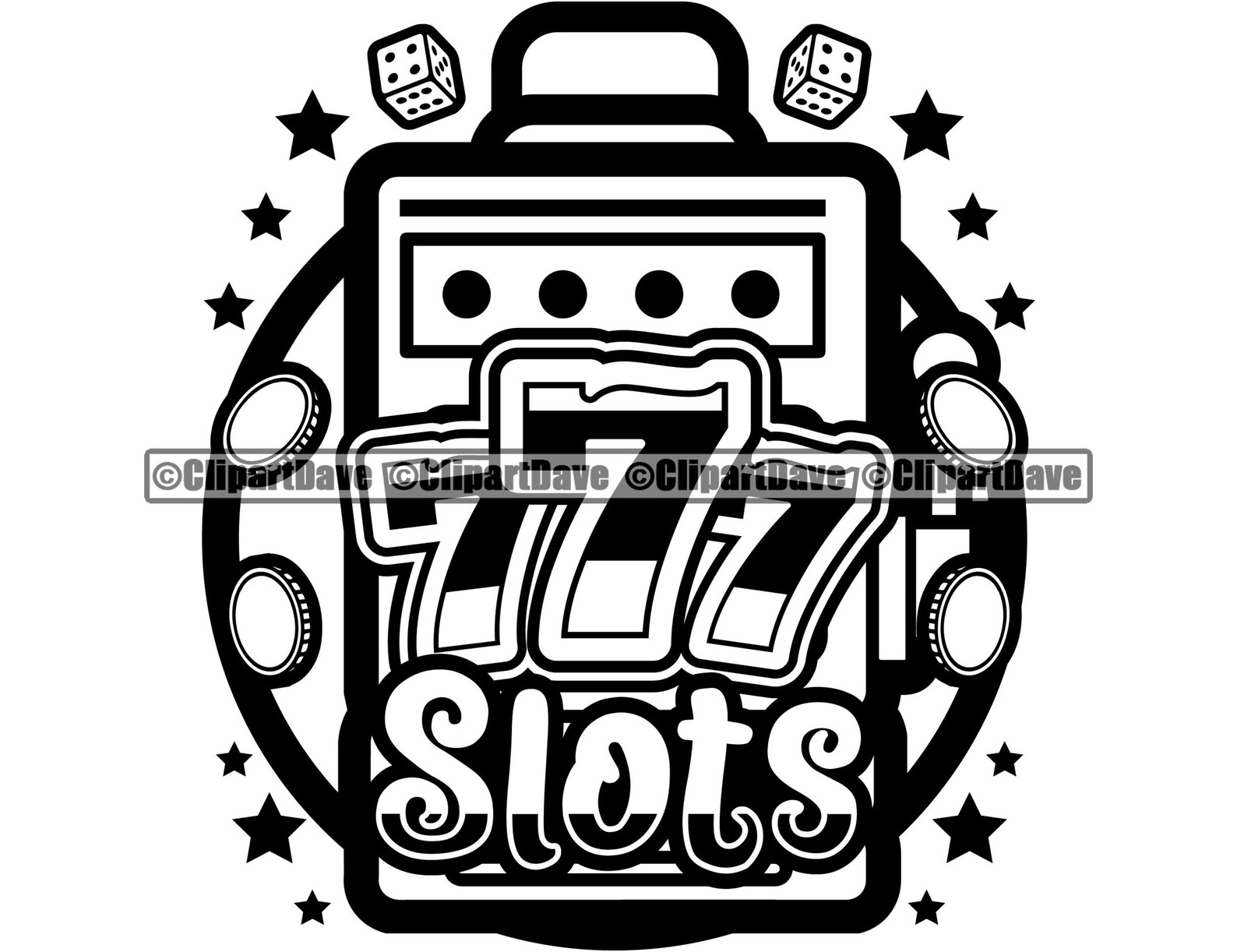 Slot Machine 777 SVG Design Logo Game Lottery Dice Gold Coin | Etsy
