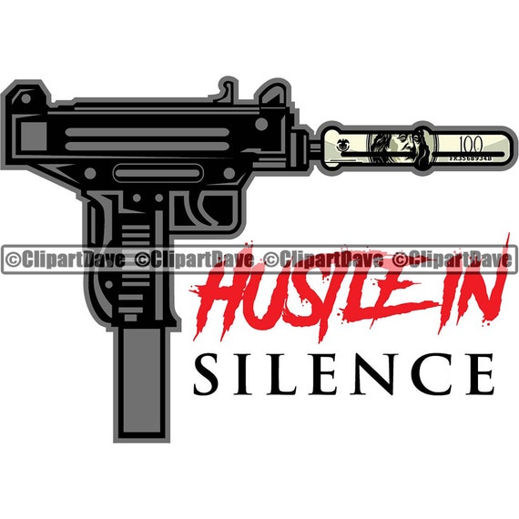 Drawing & Illustration Machine Gun Money Silencer SVG Design Hustle ...