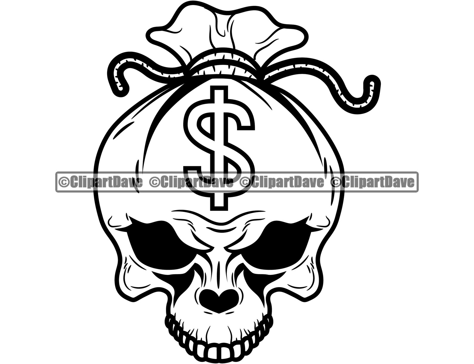 Money Bag Skull Cartoon Character Money Hustling Cash SVG | Etsy