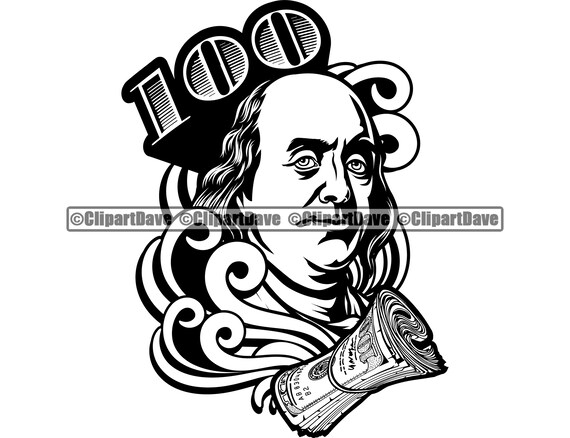 Digital Money Love SVG Design 100 Dollar Bill Gun Ben Franklin Cash ...