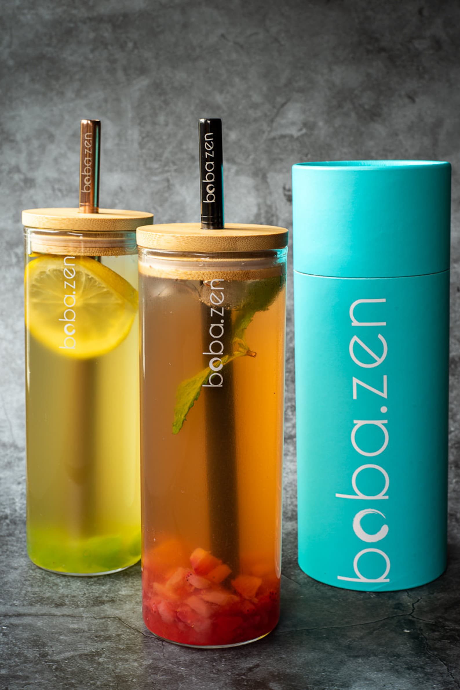 2 Pack - Reusable Glass Bubble Tea Cups W/stainless Steel Straws - Etsy
