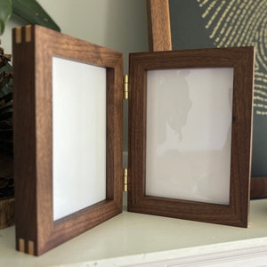Solid Hardwood Bifold Picture Frame in Walnut Maple | Hinged Frame ...