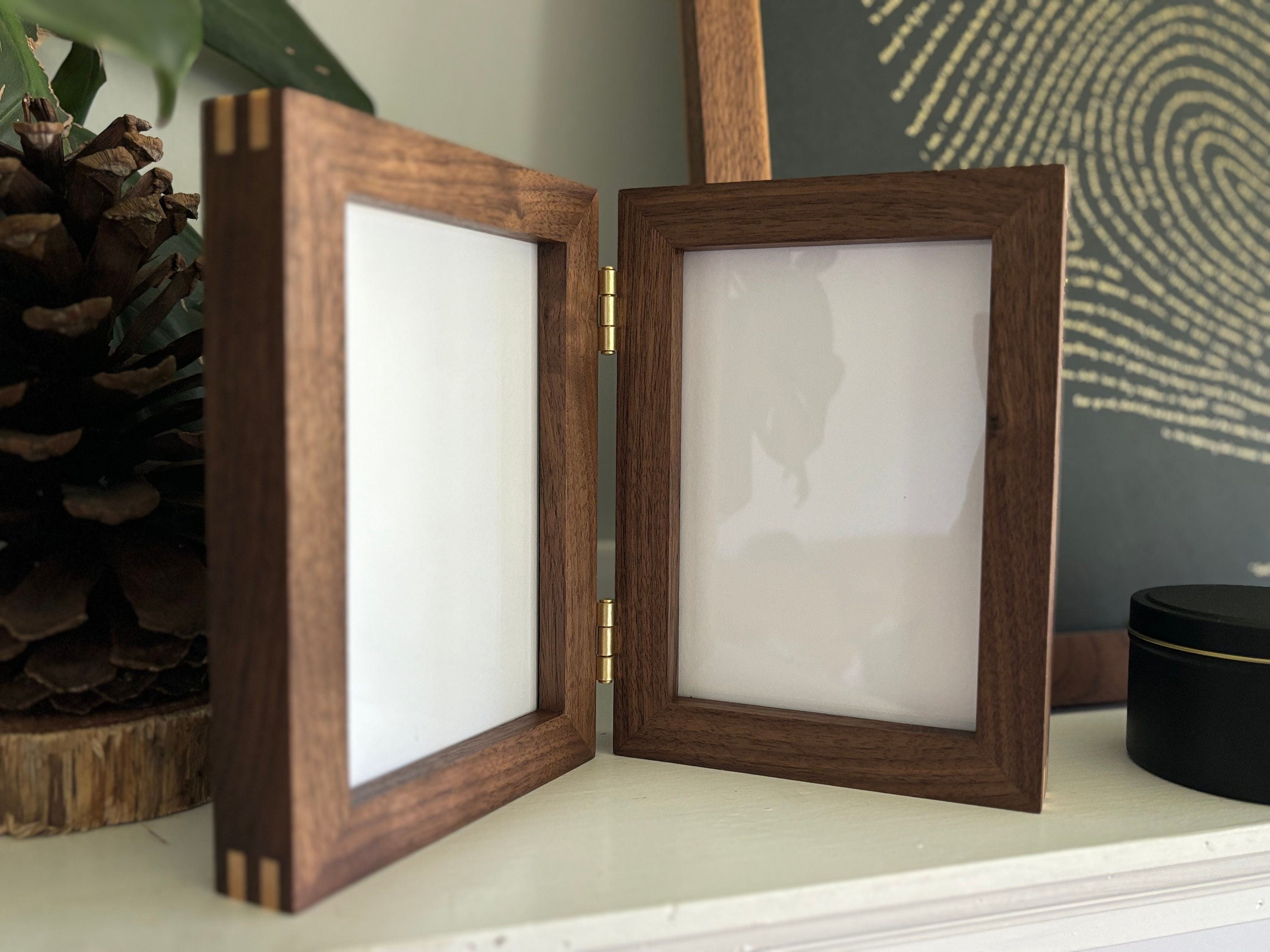 Solid Hardwood Bifold Picture Frame in Walnut Maple | Hinged Frame ...