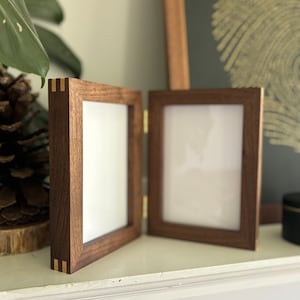 Solid Hardwood Bifold Picture Frame in Walnut Maple | Hinged Frame ...