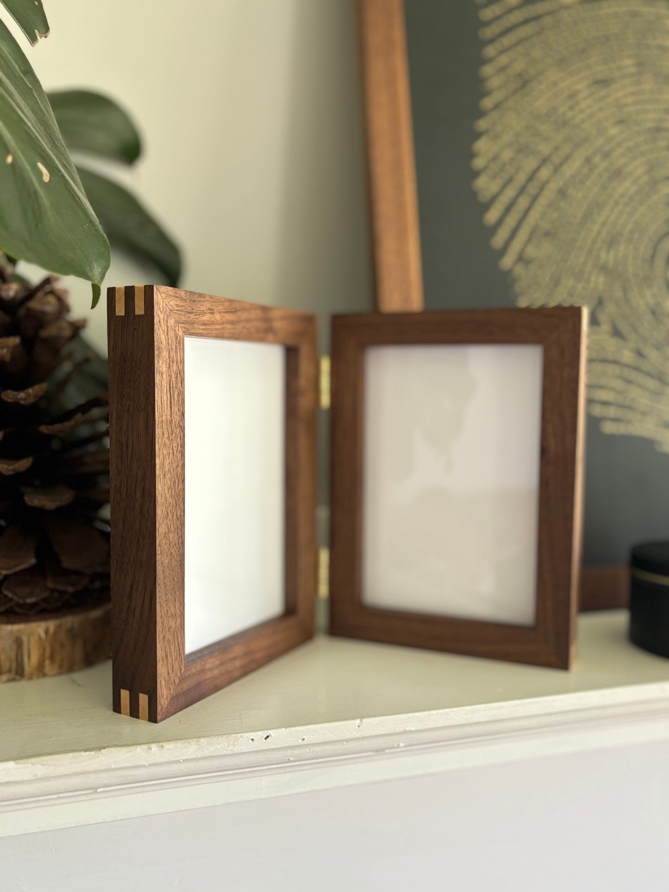 Solid Hardwood Bifold Picture Frame in Walnut Maple | Hinged Frame ...