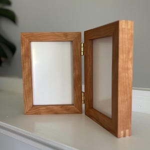 Solid Hardwood Bifold Picture Frame in Cherry Maple | Hinged Frame ...