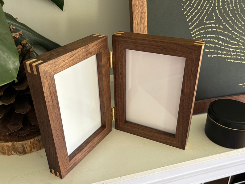 Solid Hardwood Bifold Picture Frame in Walnut Maple | Hinged Frame ...