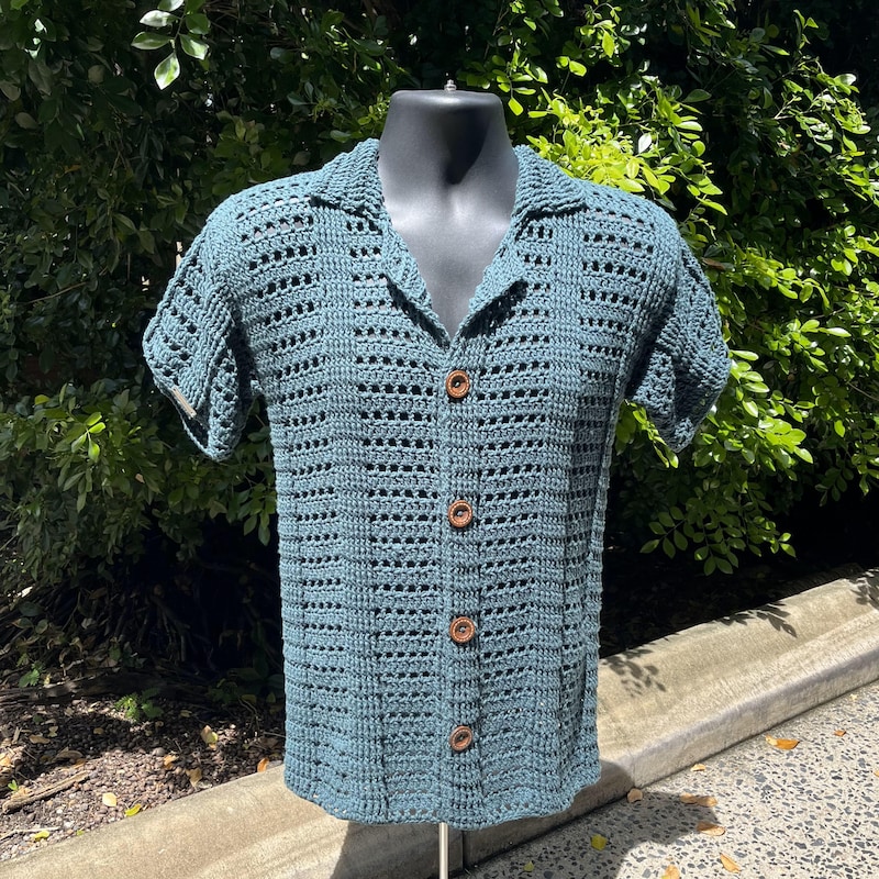 Button up Crochet Men - Etsy