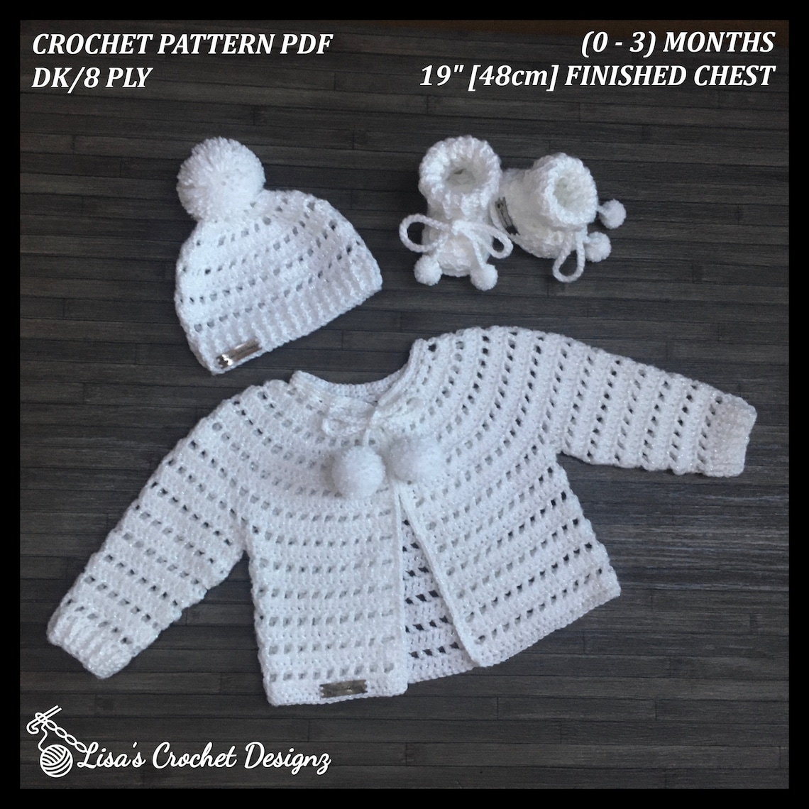 CROCHET PATTERN Lucy Crochet Baby Cardigan Hat and Booties - Etsy
