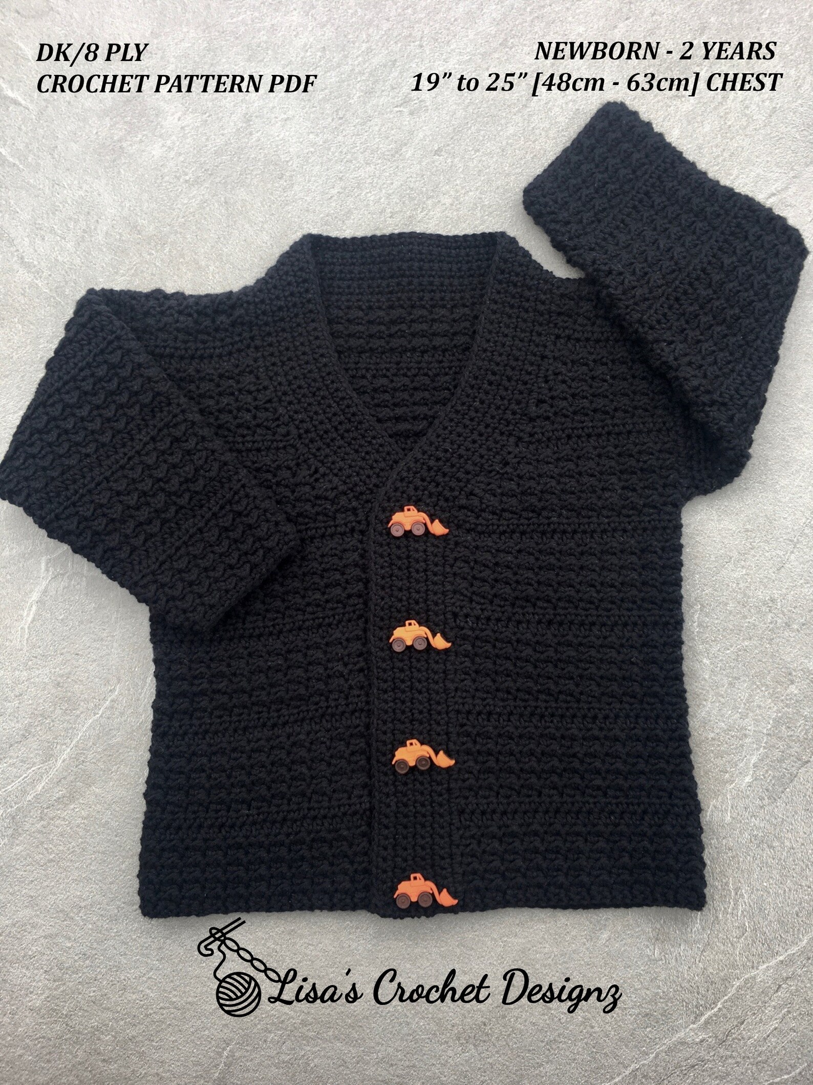 Crochet PATTERN Aaron Baby Cardigan Newborn 2 Years DK/8 | Etsy