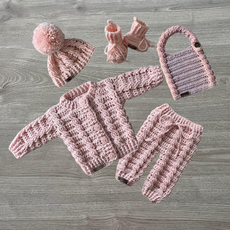 Crochet Baby Cardigan Hat Booties Set Pattern Lola, Newborn Baby ...