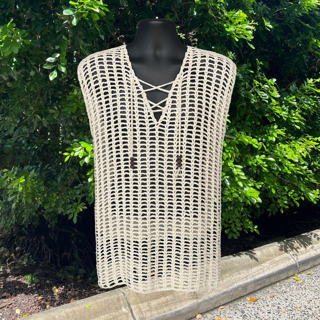 Crochet Pattern - Cade | Mesh T-shirt Tank Top With Low V-neck | Unisex ...