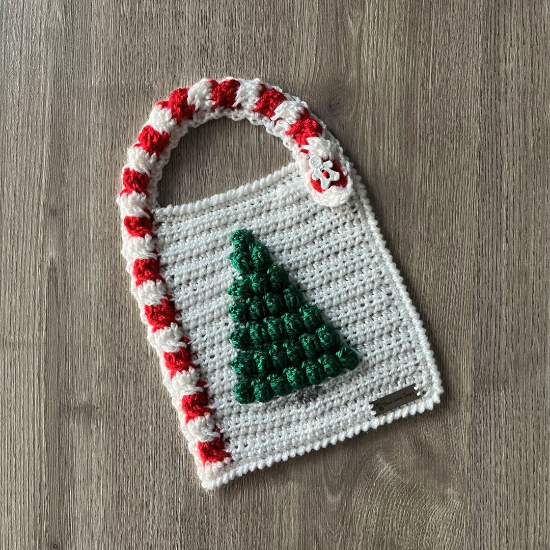Crochet Pattern Chrissy Candy Cane Christmas Tree Crochet Baby Bib ...