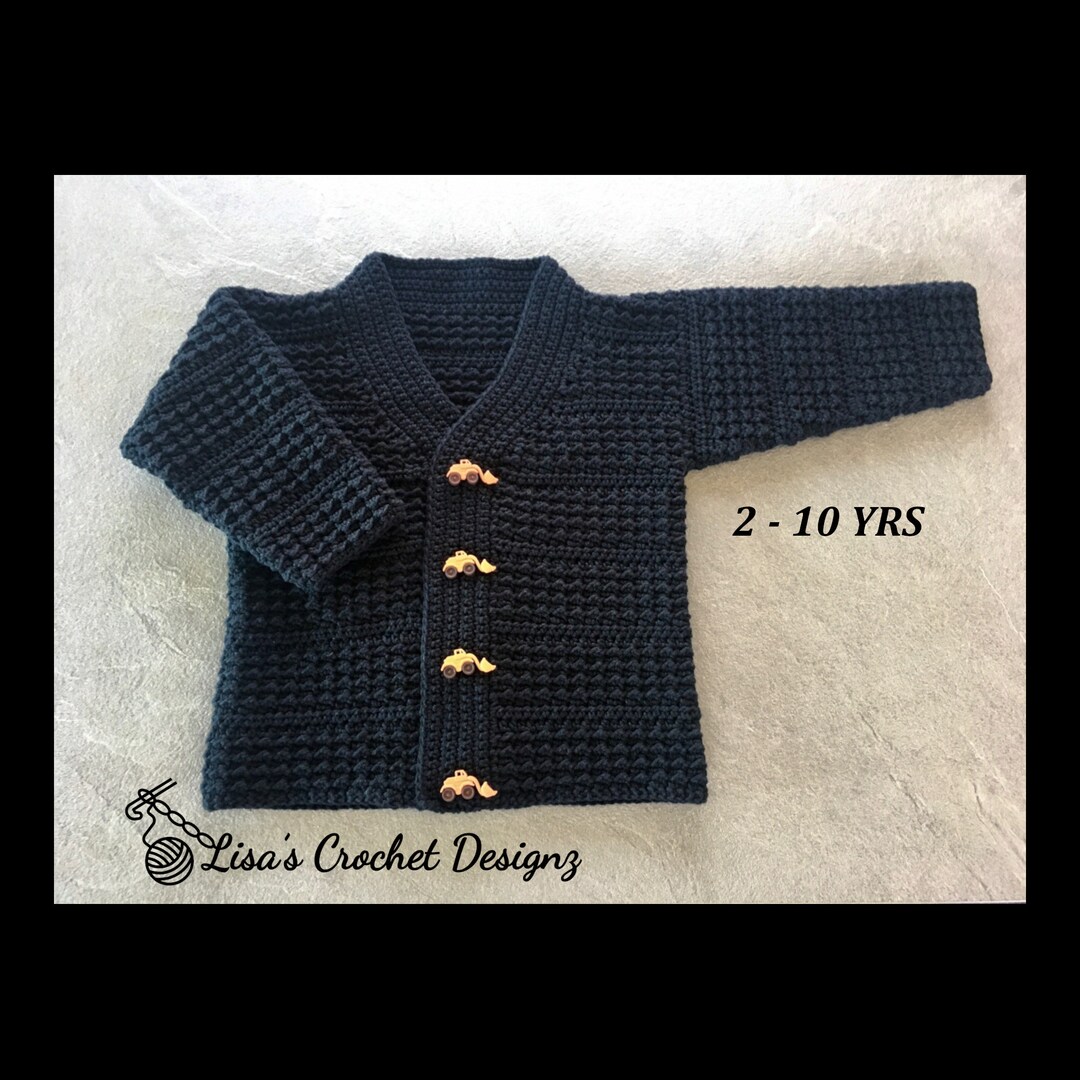 Crochet Pattern – Aaron Cardigan, Unisex Crochet Sweater Sizes 2–10 ...
