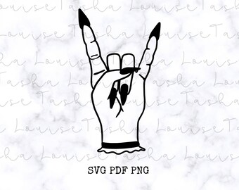 Rock Hand Sign Svg | Etsy