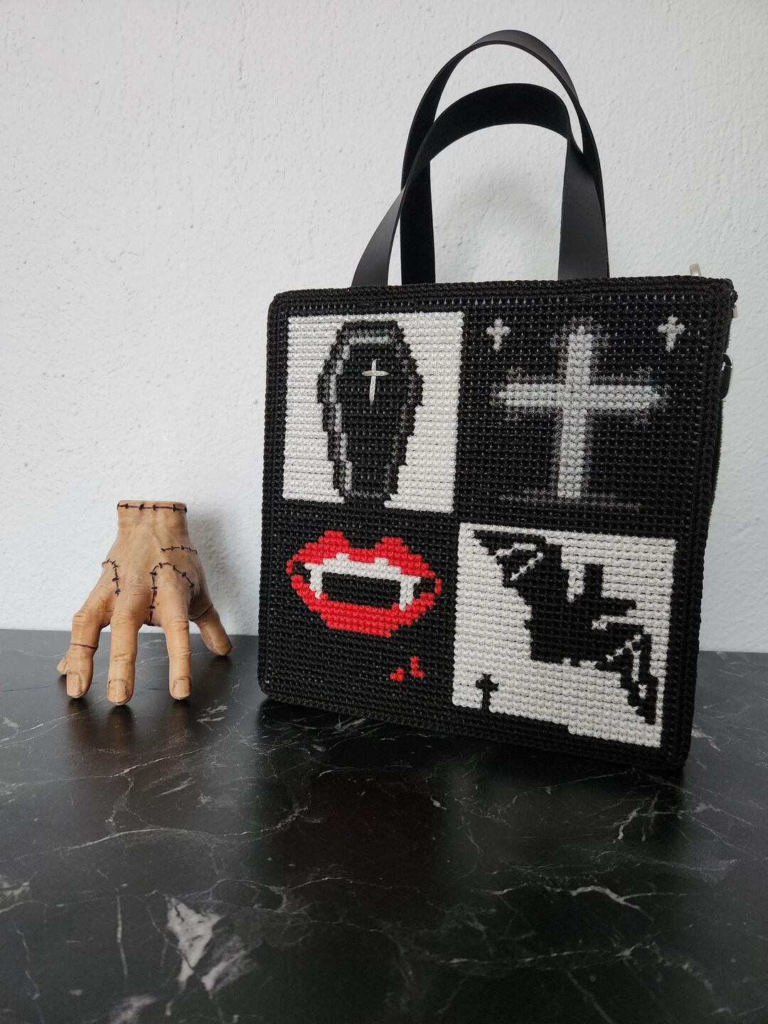 Embroidered Vampire Crossbody Bag: Gothic Horror Handbag, Halloween ...