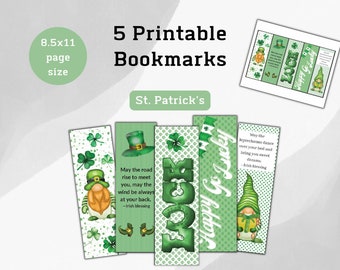 12 St Patrick's Day Bookmarks Printable Bookmarks for - Etsy