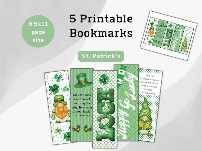 PRINTABLE St. Patrick's Day Bookmarks Set - Etsy