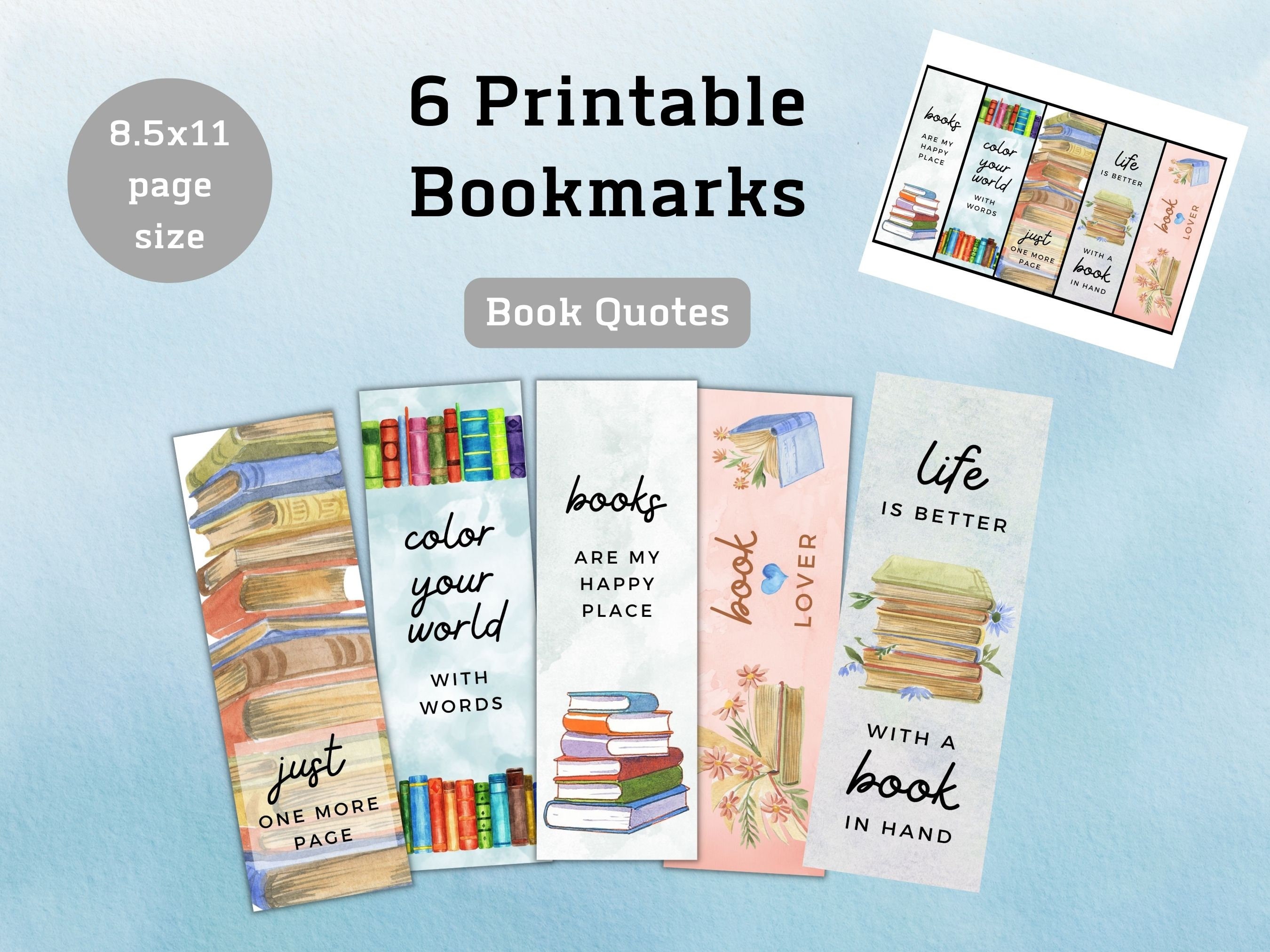 PRINTABLE Bookmarks With Reading Sayings Quotes for Book Lovers - Etsy